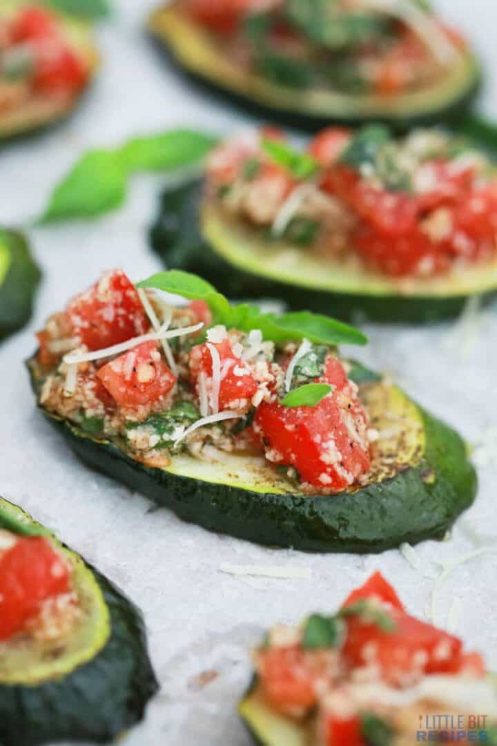 Zucchini Bruschetta (Gluten-Free) | Little Bit Recipes
