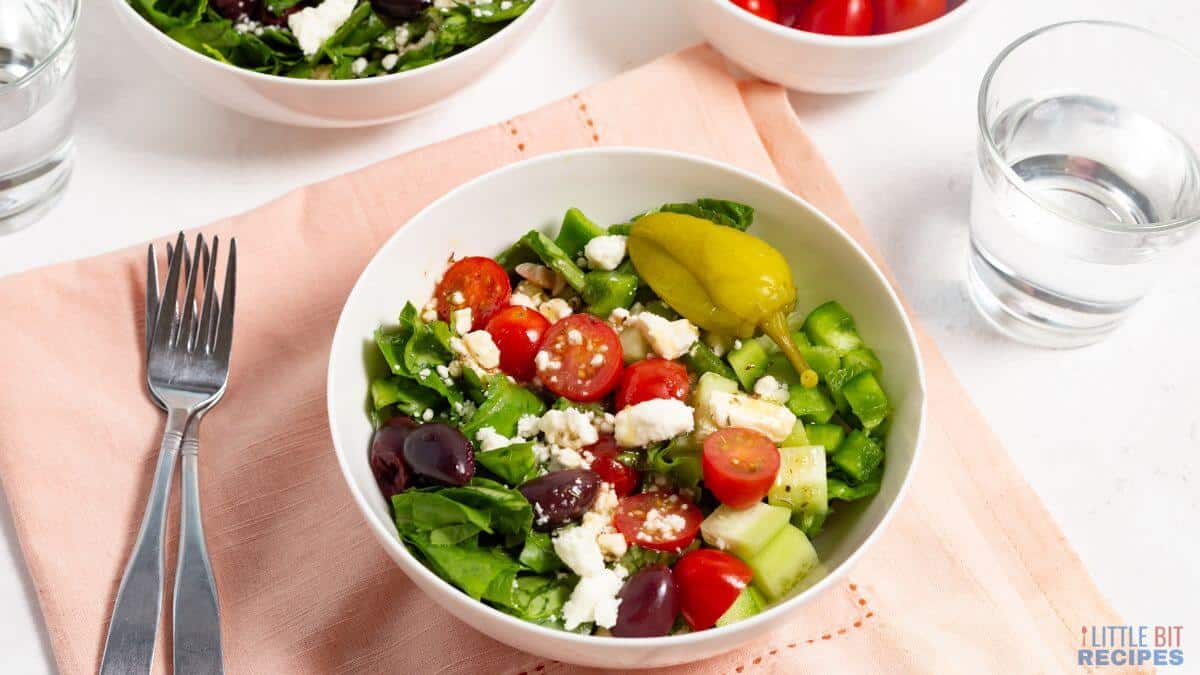Easy Chopped Greek Salad | Little Bit Recipes