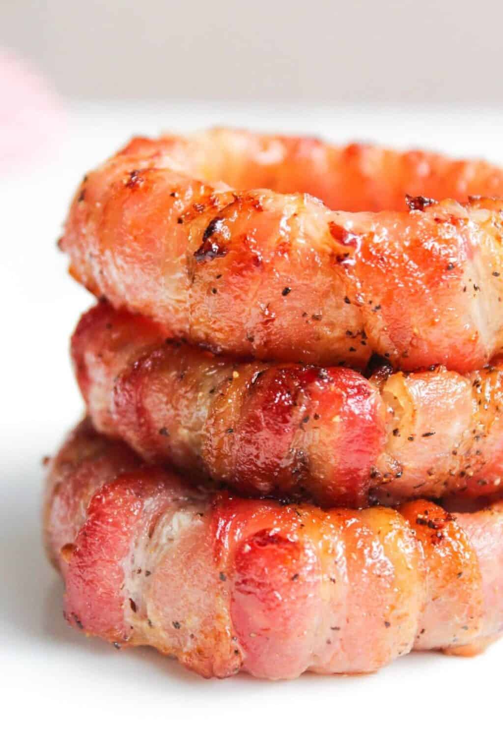 Bacon Wrapped Onion Rings (Air Fryer or Oven) | Little Bit Recipes