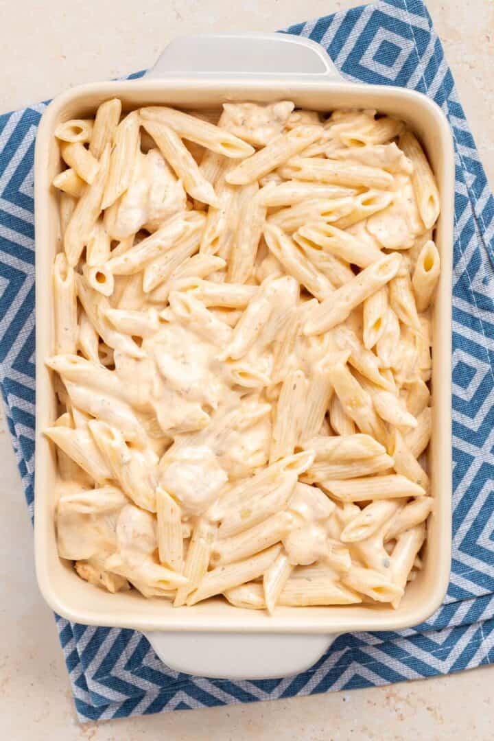 Buffalo Chicken Pasta Bake | Little Bit Recipes