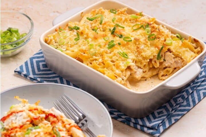 Buffalo Chicken Pasta Bake | Little Bit Recipes