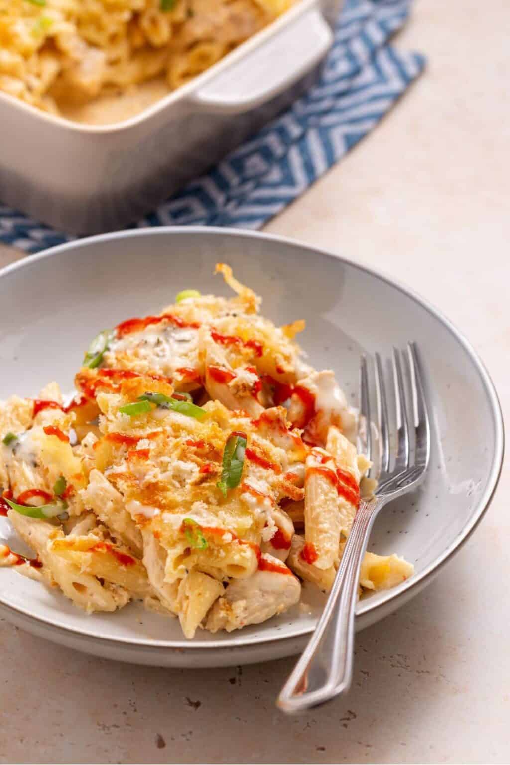 Buffalo Chicken Pasta Bake | Little Bit Recipes