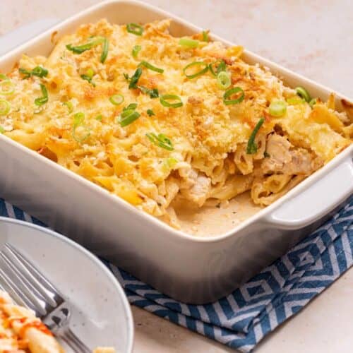 Buffalo Chicken Pasta Bake | Little Bit Recipes