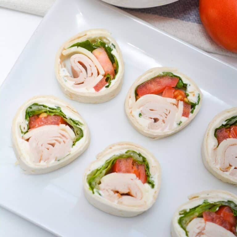 Turkey Roll Ups Pinwheel Bites | Little Bit Recipes