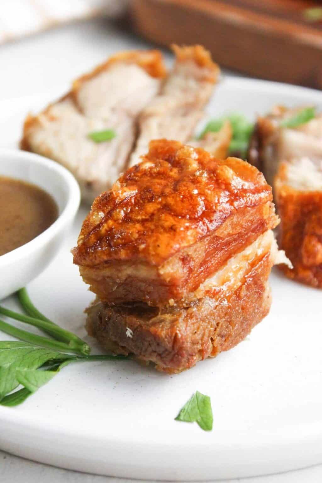Air Fryer Pork Belly (Lechon Kawali) | Little Bit Recipes