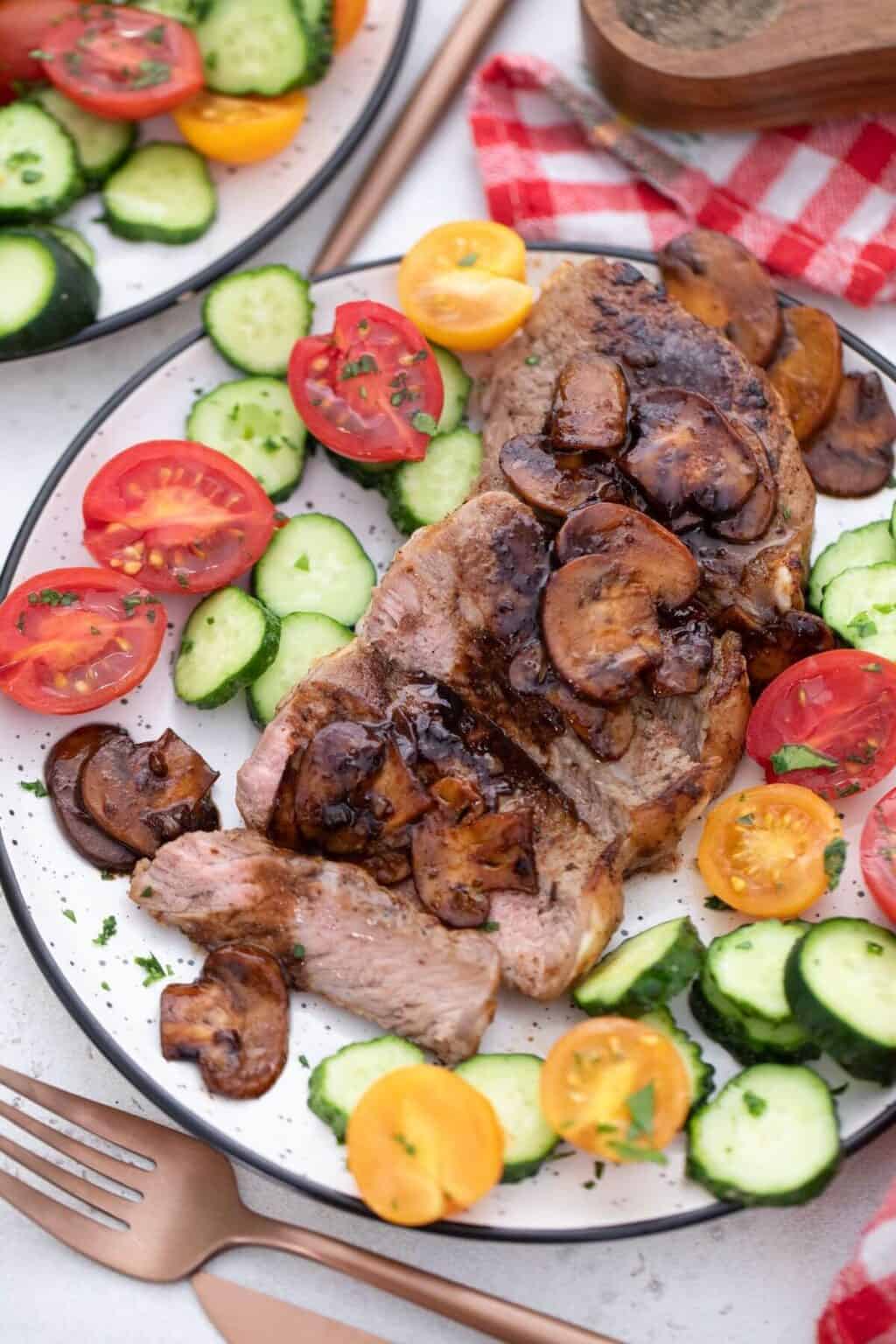 Steak and Mushrooms with Balsamic Sauce | Little Bit Recipes