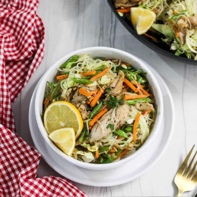 Pancit Bihon Guisado with Chicken and Pork | Little Bit Recipes