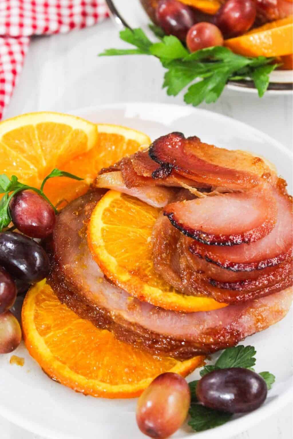 Orange Glazed Air Fryer Ham | Little Bit Recipes