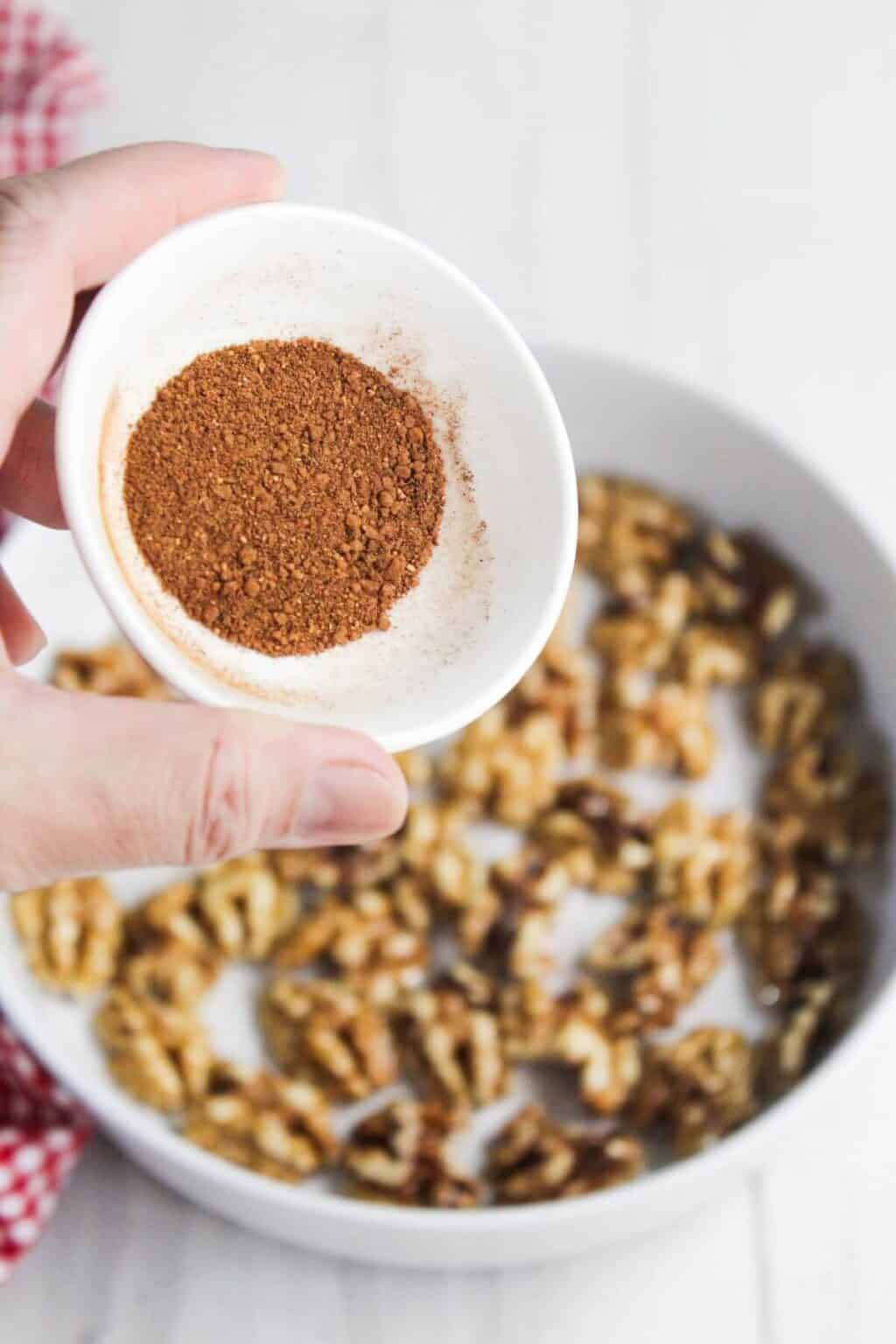 Air Fryer Honey Spiced Walnuts | Little Bit Recipes