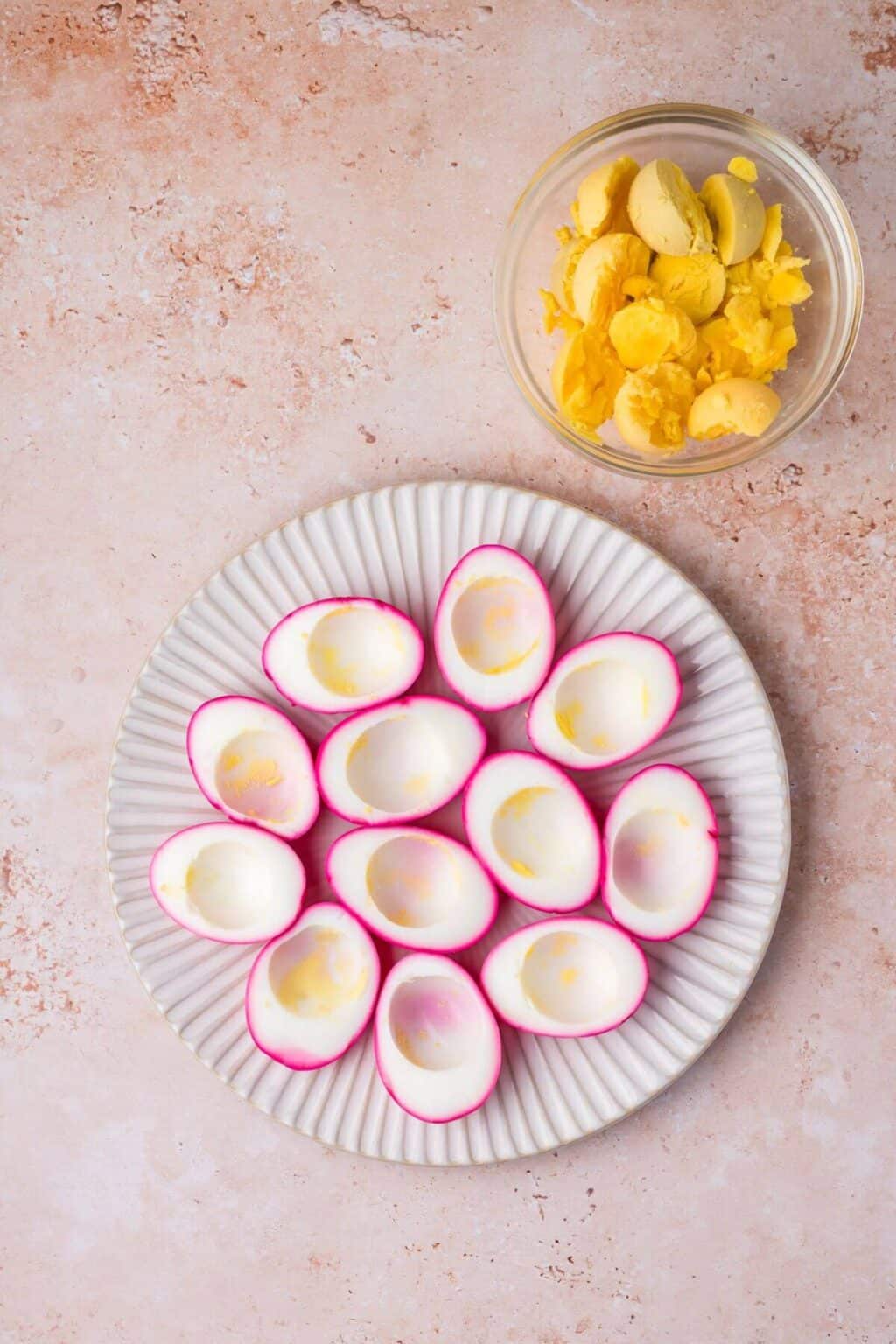 Pink Deviled Eggs | Little Bit Recipes