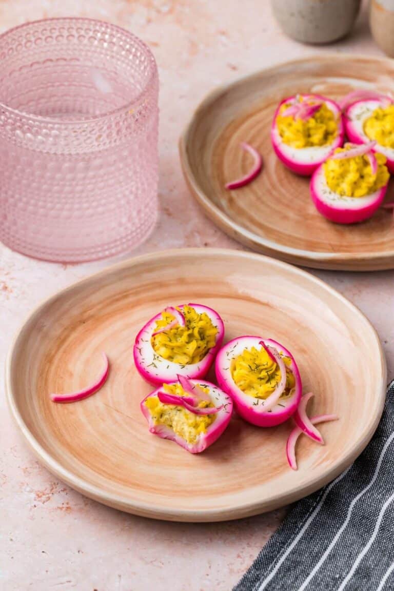 Pink Deviled Eggs | Little Bit Recipes