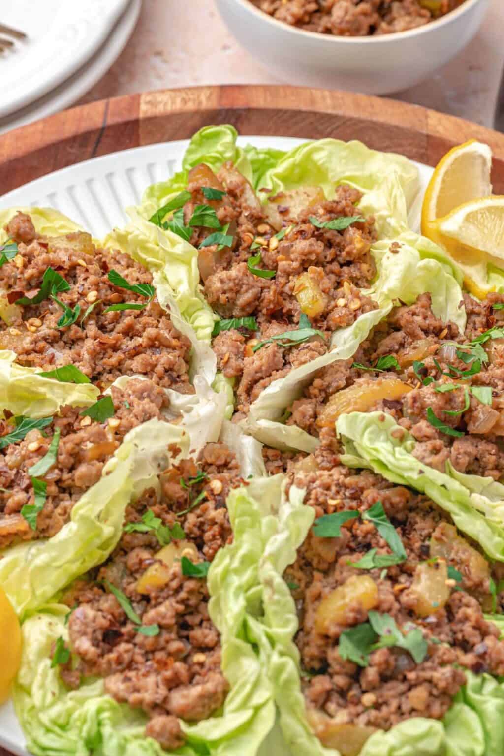 Asian Ground Turkey Lettuce Wraps | Little Bit Recipes
