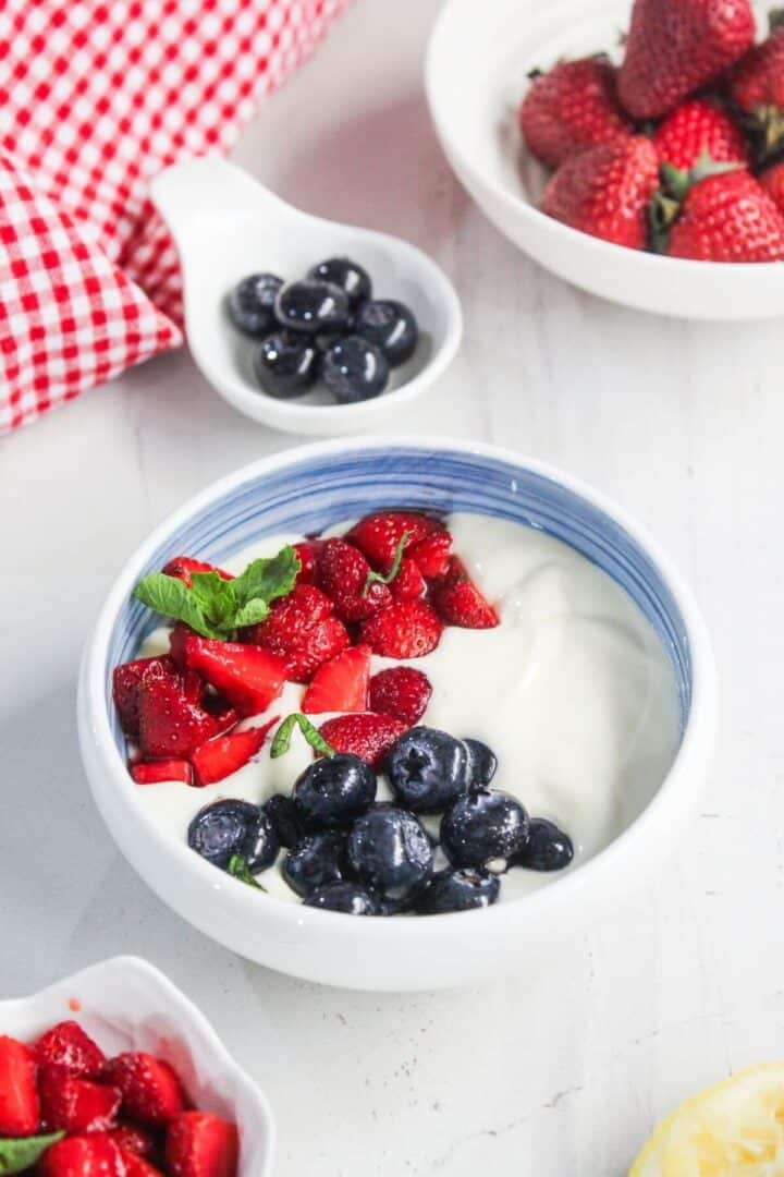 Macerated Berries with Whipped Cream | Little Bit Recipes