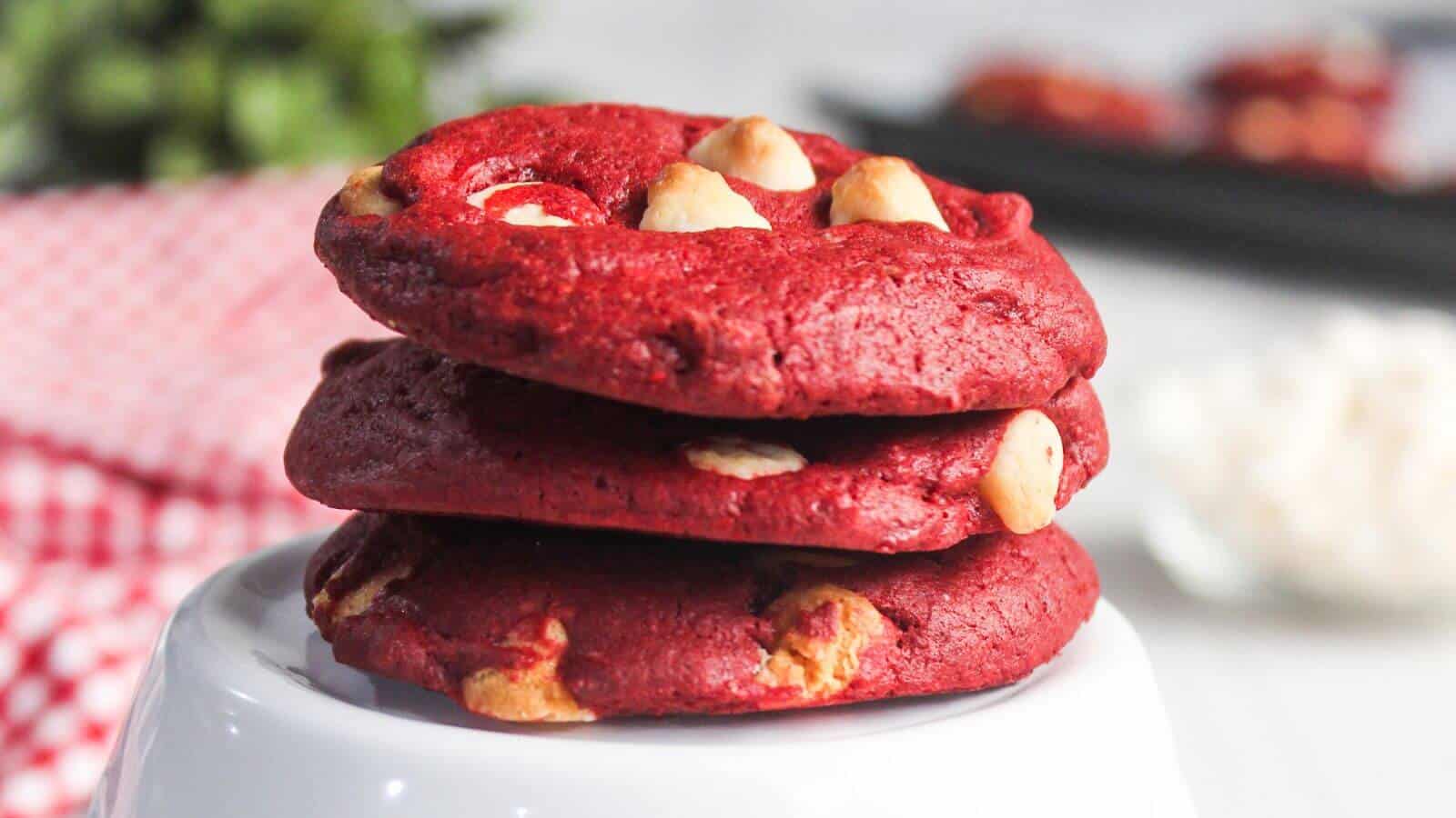 Red Velvet Cake Mix Cookies | Little Bit Recipes